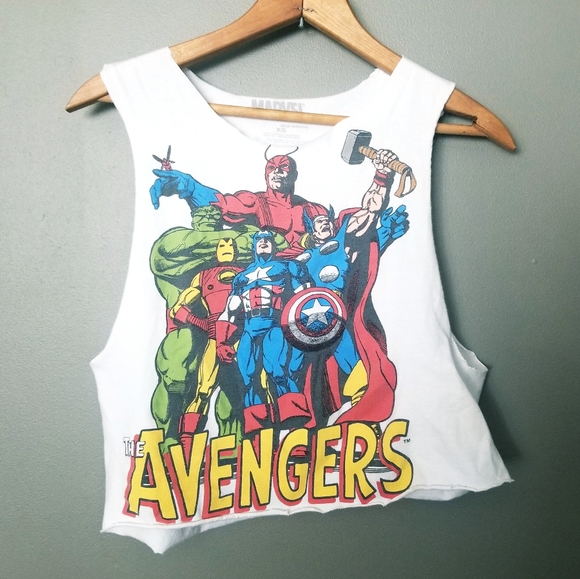 Marvel | Tops | Marvel The Avengers Cropped Graphic Tank Top Xs | Poshmark